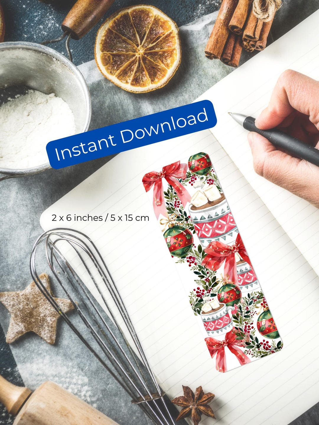 Cozy Christmas Cocoa Bookmark Printable – Festive Holiday Hot Chocolate ...