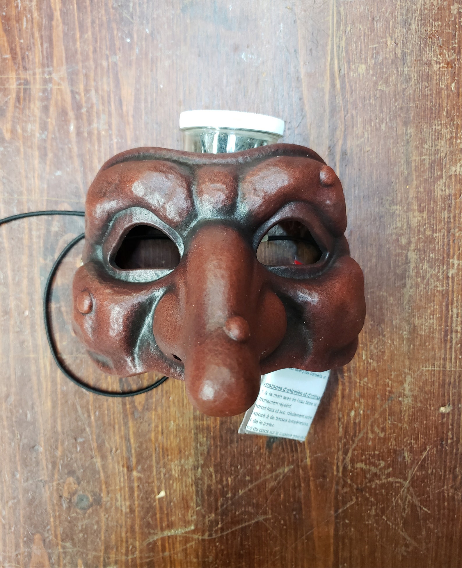 Classical Punchinello Commedia Dell Arte Mask in Dark Brown | Etsy