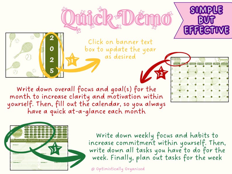Olive Tennis Digital Planner: 2026 2027 Undated Monthly Calendar ...