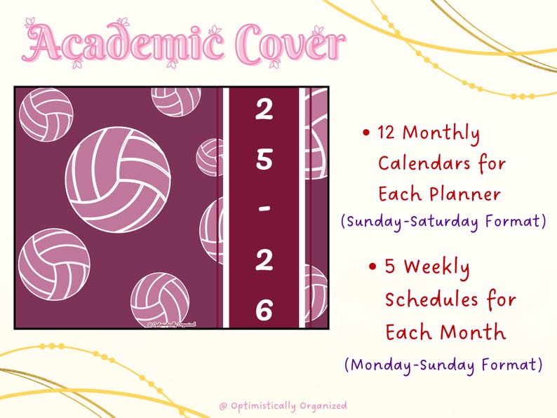 Volleyball Digital Planner: 2026 2027 Undated Monthly Calendar, Weekly ...
