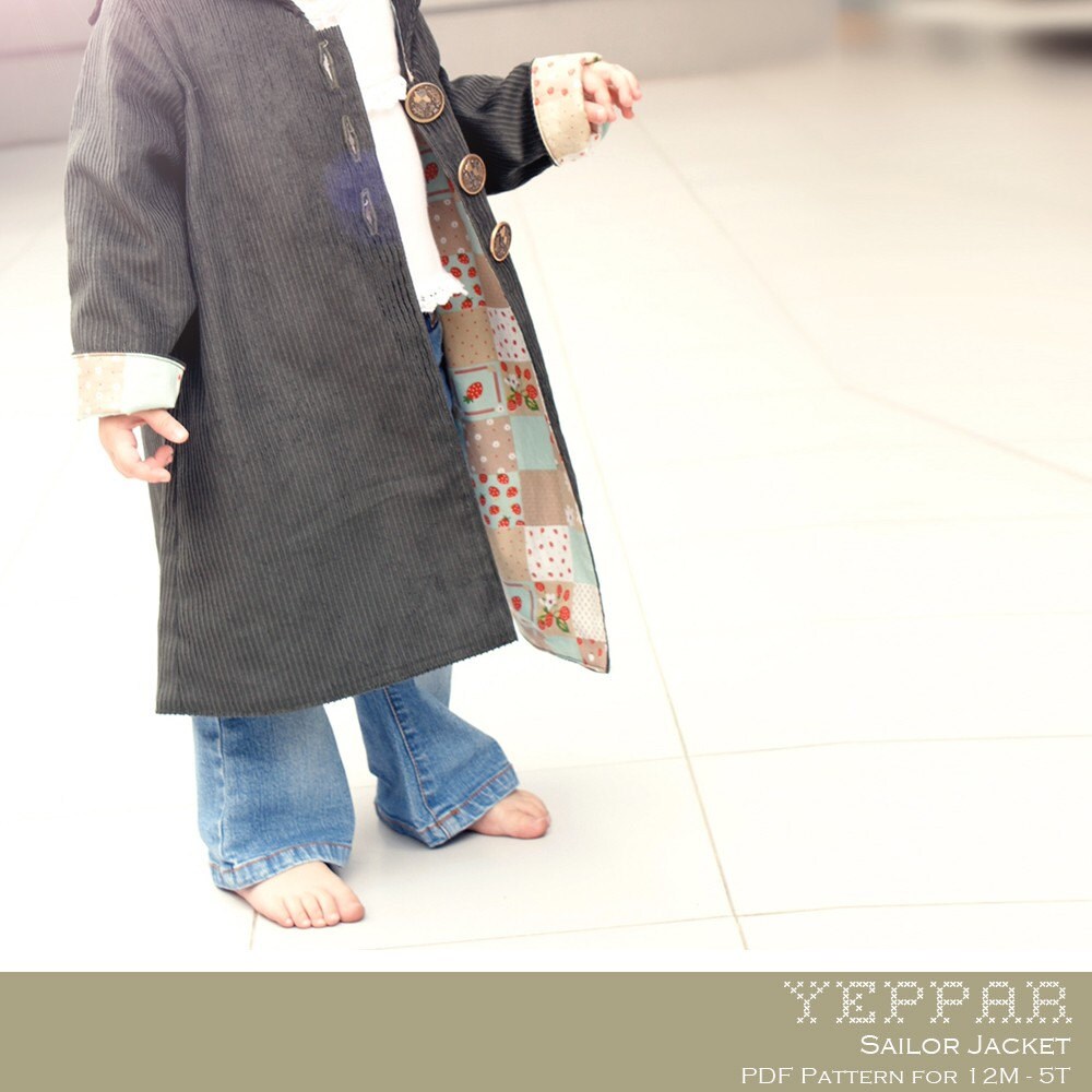 No Serger - PDF Pattern - Sailor Jacket for 12M - 5T and Tutorial. - Etsy