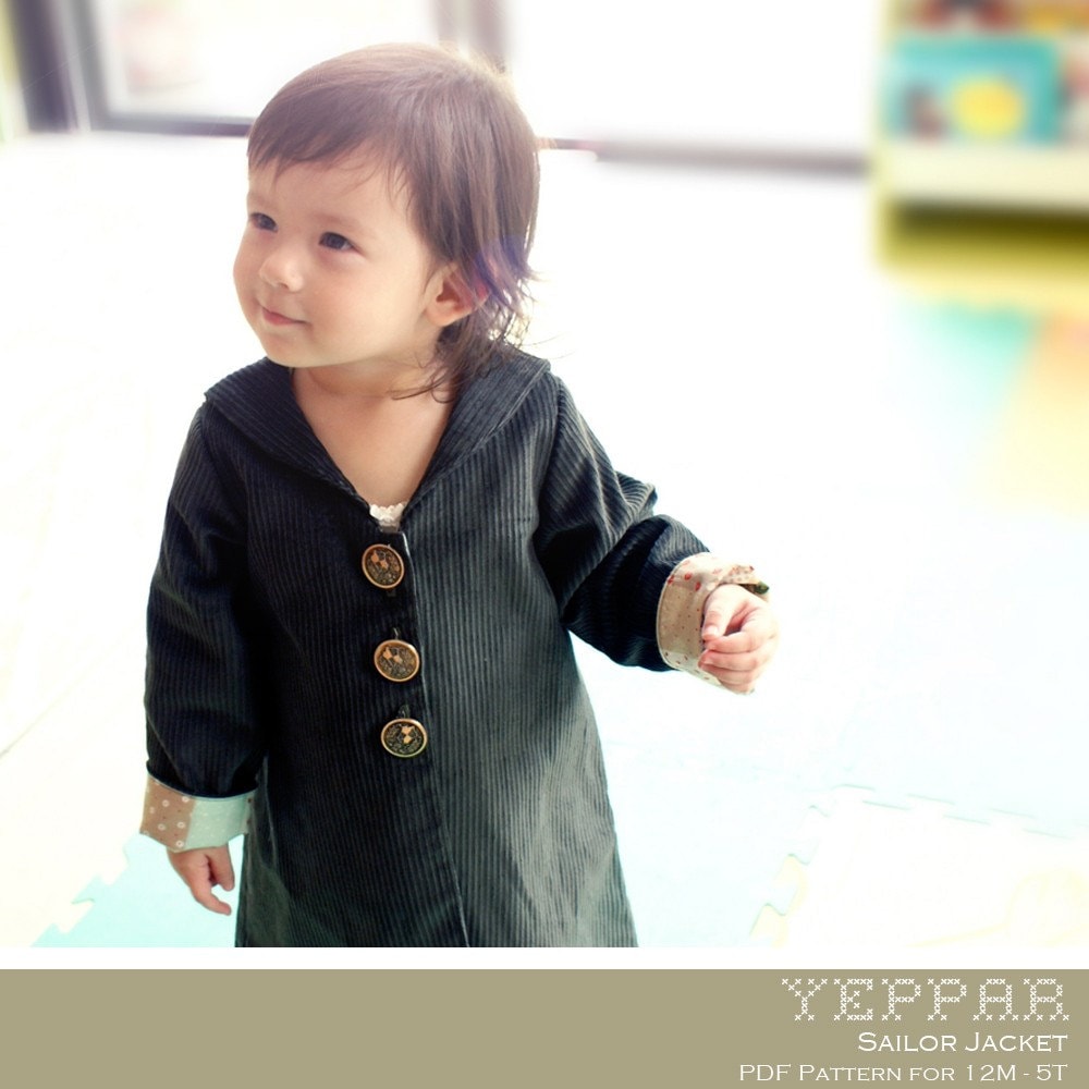 No Serger - PDF Pattern - Sailor Jacket for 12M - 5T and Tutorial. - Etsy