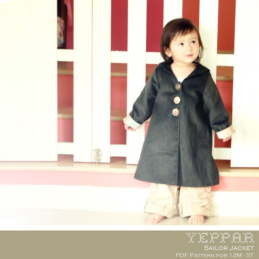 No Serger - PDF Pattern - Sailor Jacket for 12M - 5T and Tutorial. - Etsy