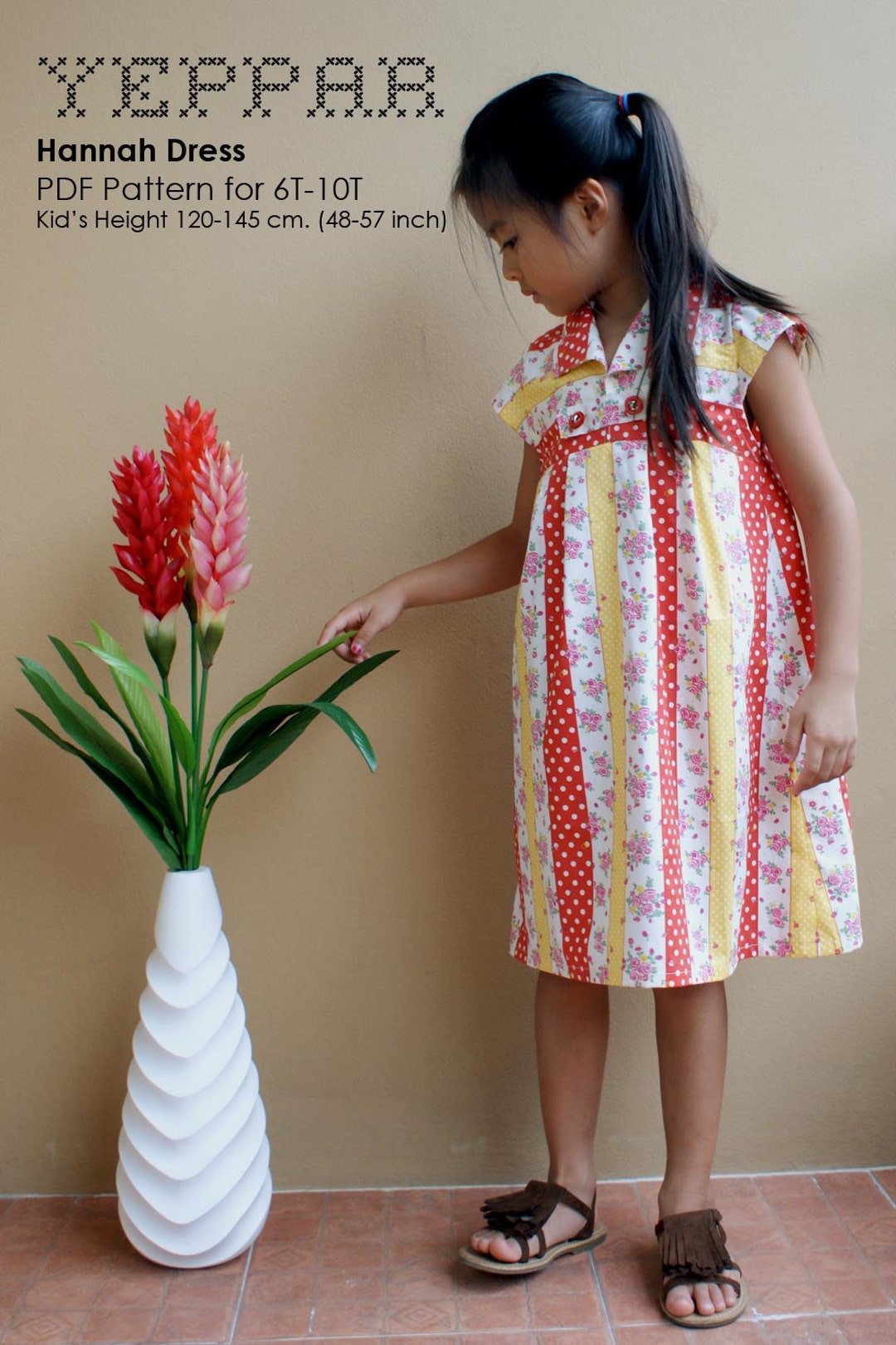 New - PDF Pattern - XL Hannah Dress for 6T - 10T and Tutorial. - Etsy