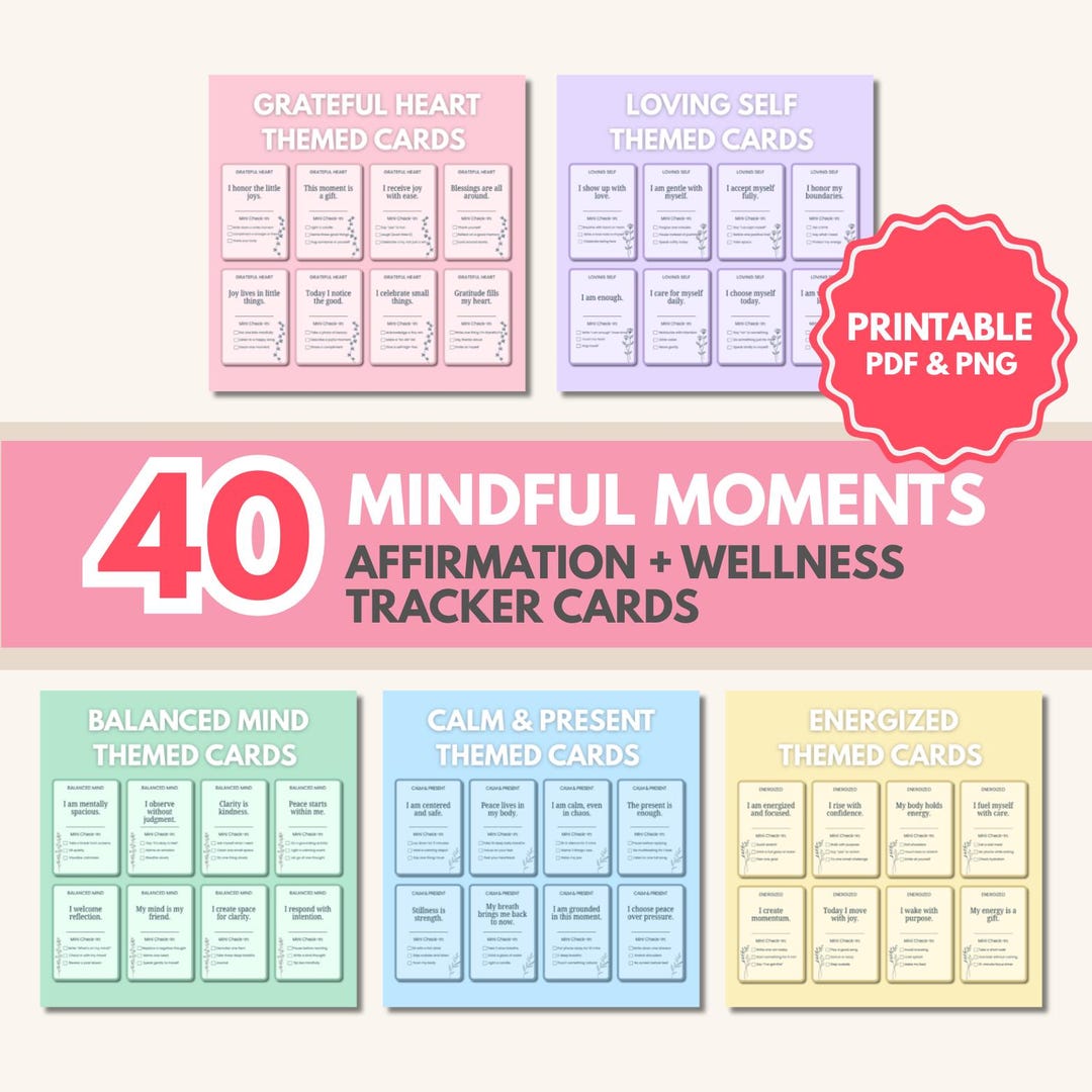 Printable Affirmation Cards – Self-care & Mindfulness Deck | 40 Daily ...