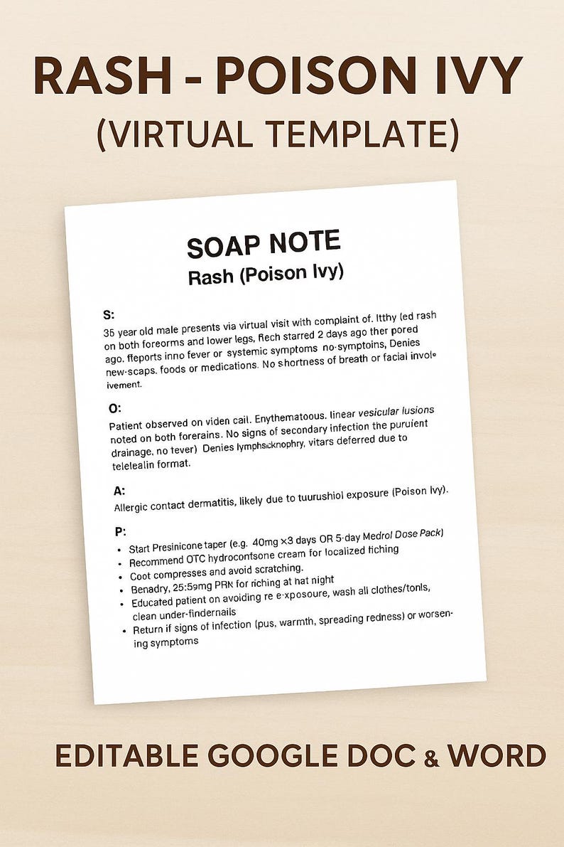 SOAP Note – Rash (shingles / Herpes Zoster) | Editable Template ...