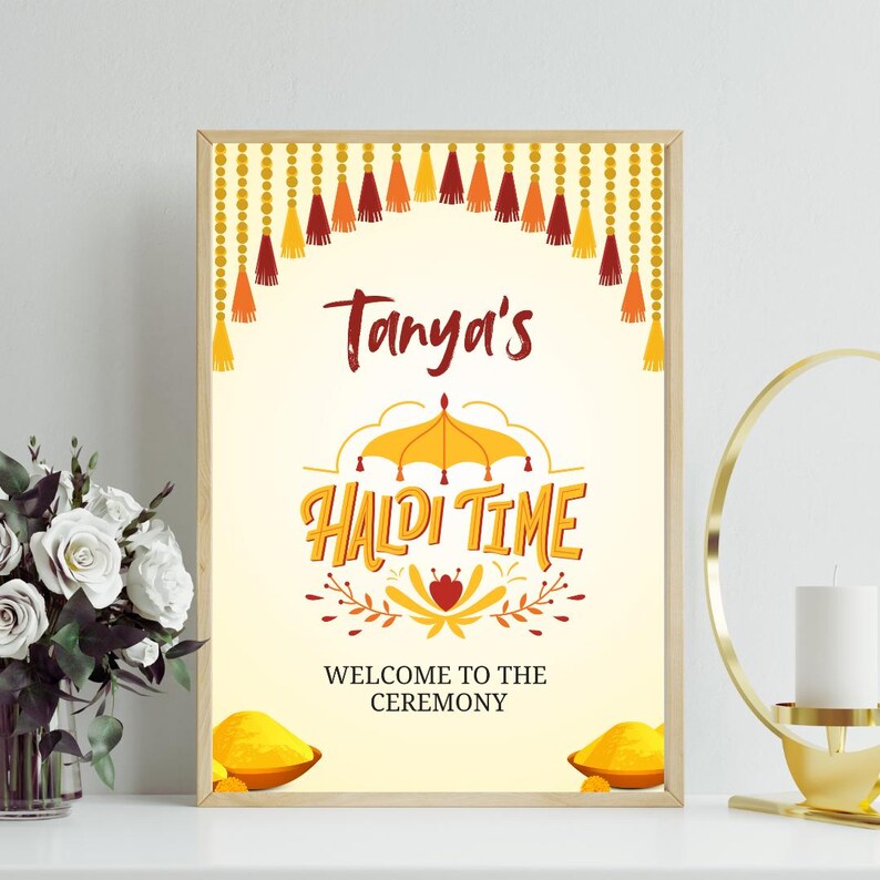Haldi Ceremony Welcome Sign | Customizable A1 Digital Download - Etsy ...