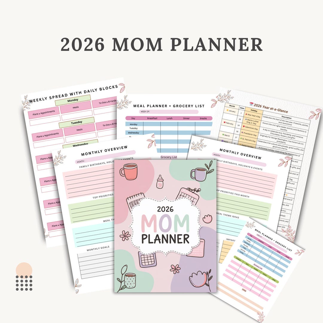 2026 Mom Planner | Digital Family Organizer | Printable Daily, Weekly ...