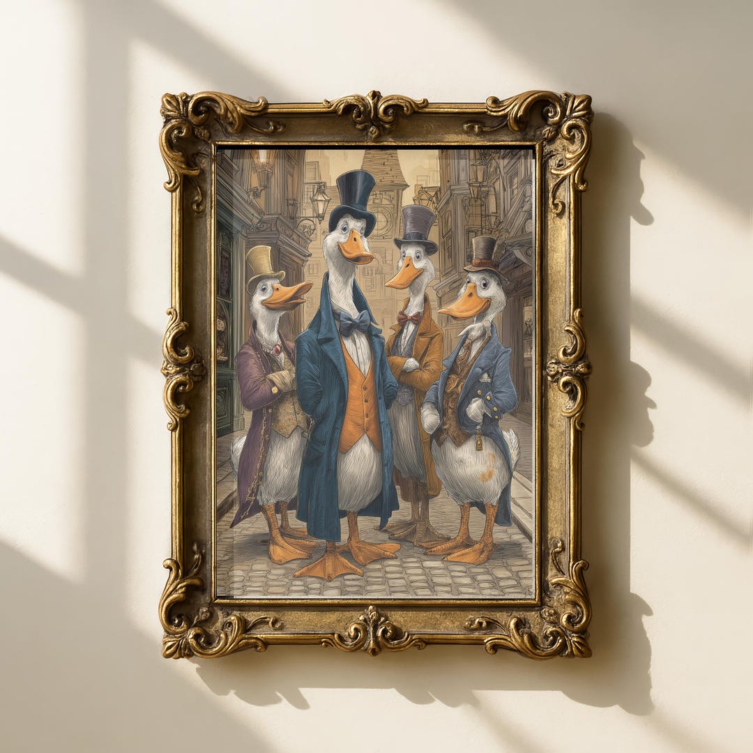 Victorian Geese Portrait Poster: Anthropomorphic Animal Art - Etsy