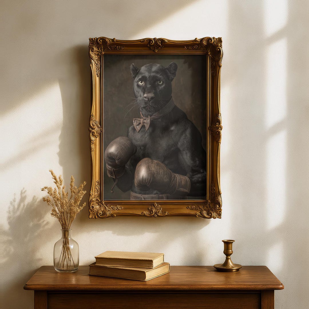 The Black Phantom | Panther Boxer Poster | Sleek Vintage Animal ...