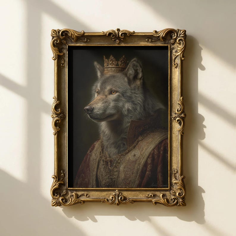 Wolf Royal Portrait Poster | Regal Anthropomorphic Wall Art | Animal ...