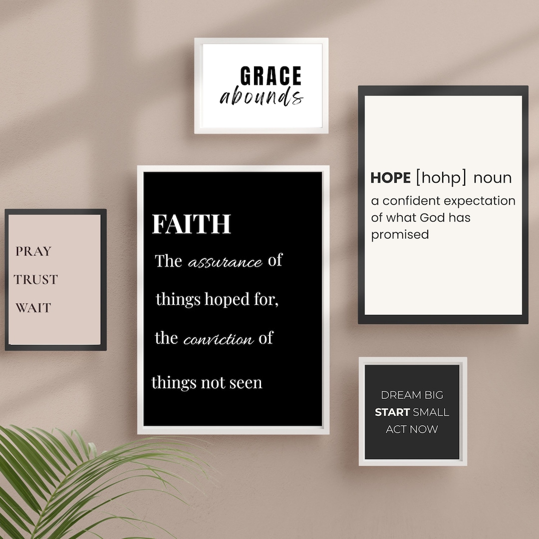 Christian Wall Art Bundle | Faith Hope Grace Pray Trust Wait Dream Big ...