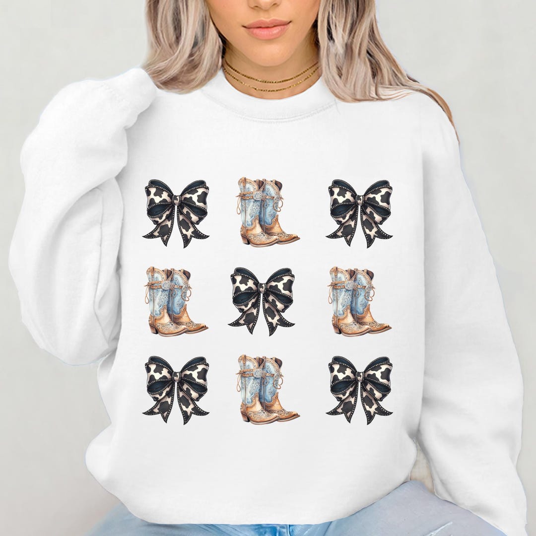 Coquette Cowgirl Boots and Bows PNG Design, Western Cowgirl, Digital ...