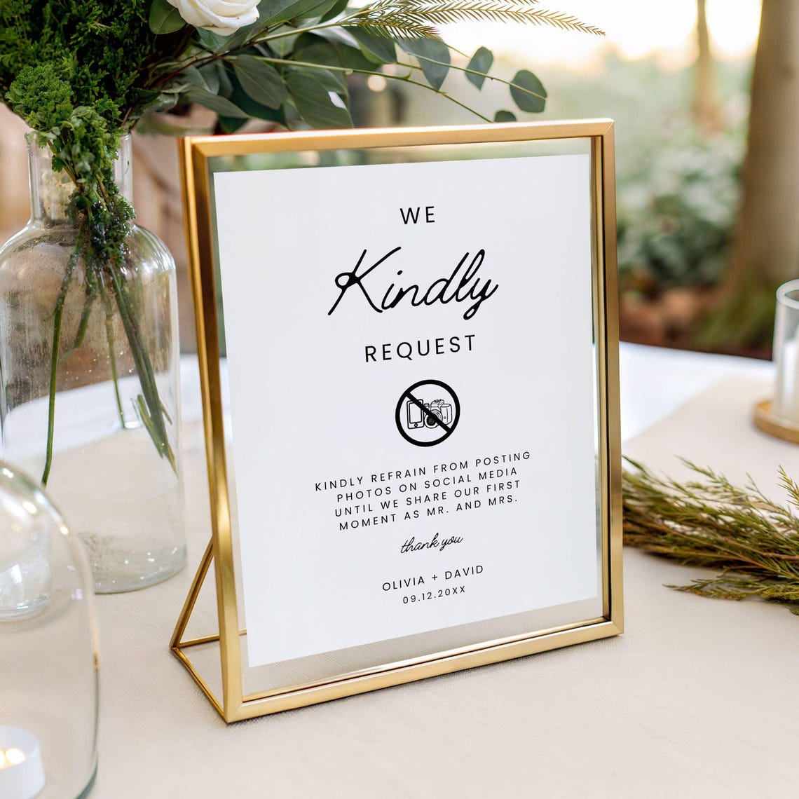 We Kindly Request No Photo Sign Template, Minimal Wedding Sign, No ...