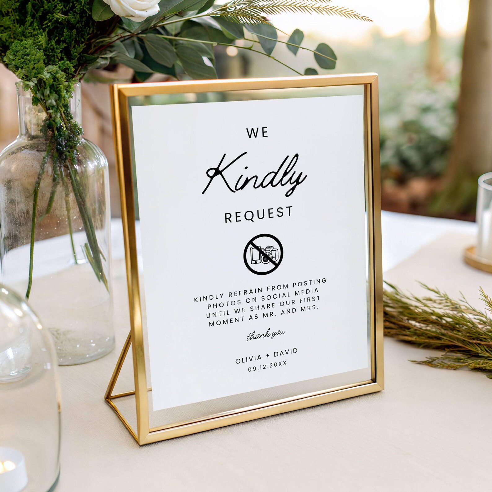 We Kindly Request No Photo Sign Template, Minimal Wedding Sign, No ...