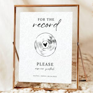 For the Record Sign Guestbook, Modern Wedding Sign, Record Wedding ...