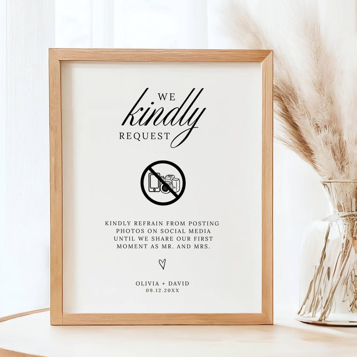 We Kindly Request No Photo Sign Template, Minimal Wedding Sign, No ...