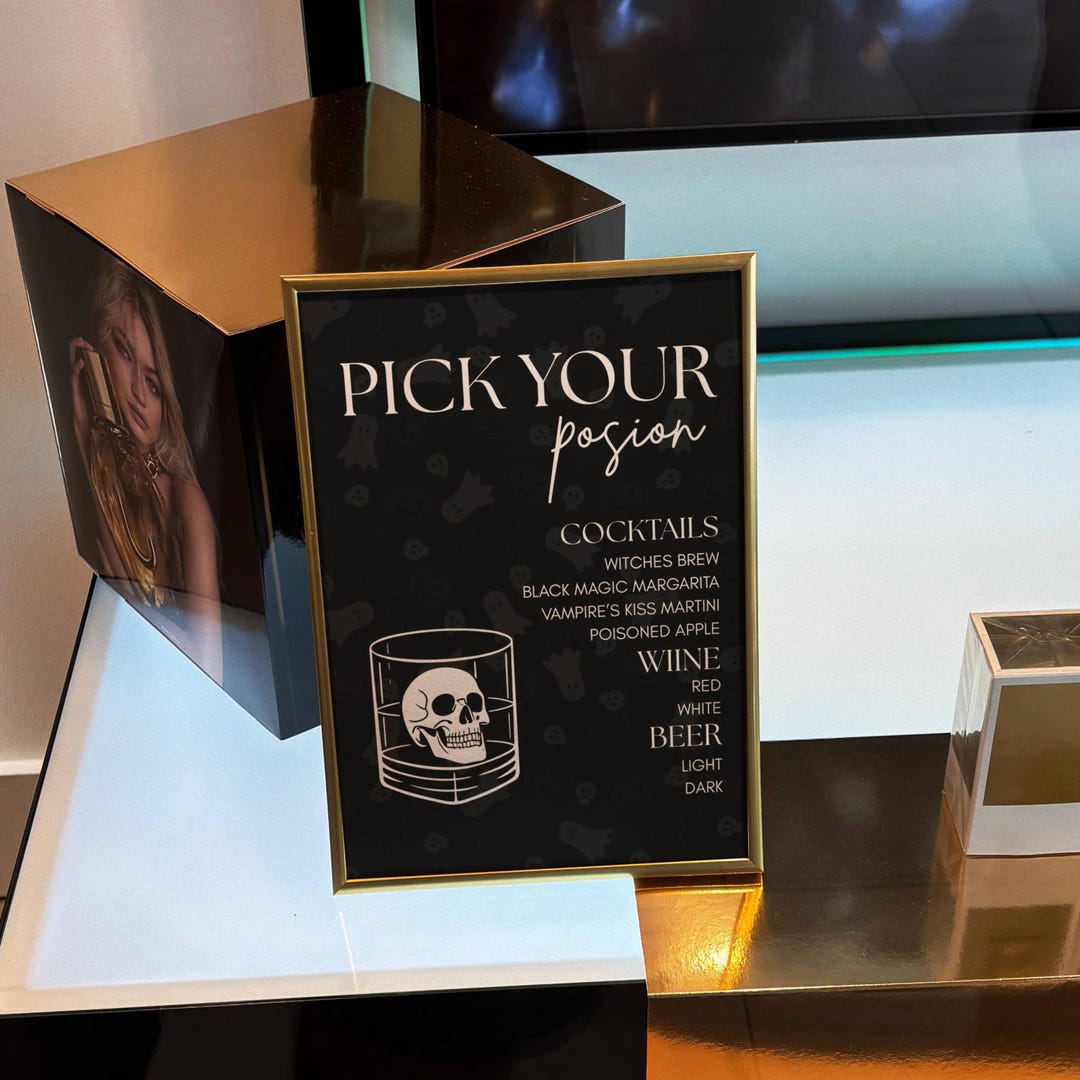 Halloween Bar Menu Sign: Spooky Cocktail Printable (editable Canva ...