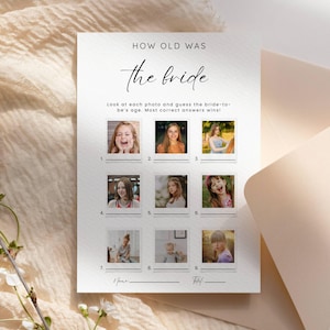 How Old Was the Bride Bridal Shower Game Card, Photo Guessing ...