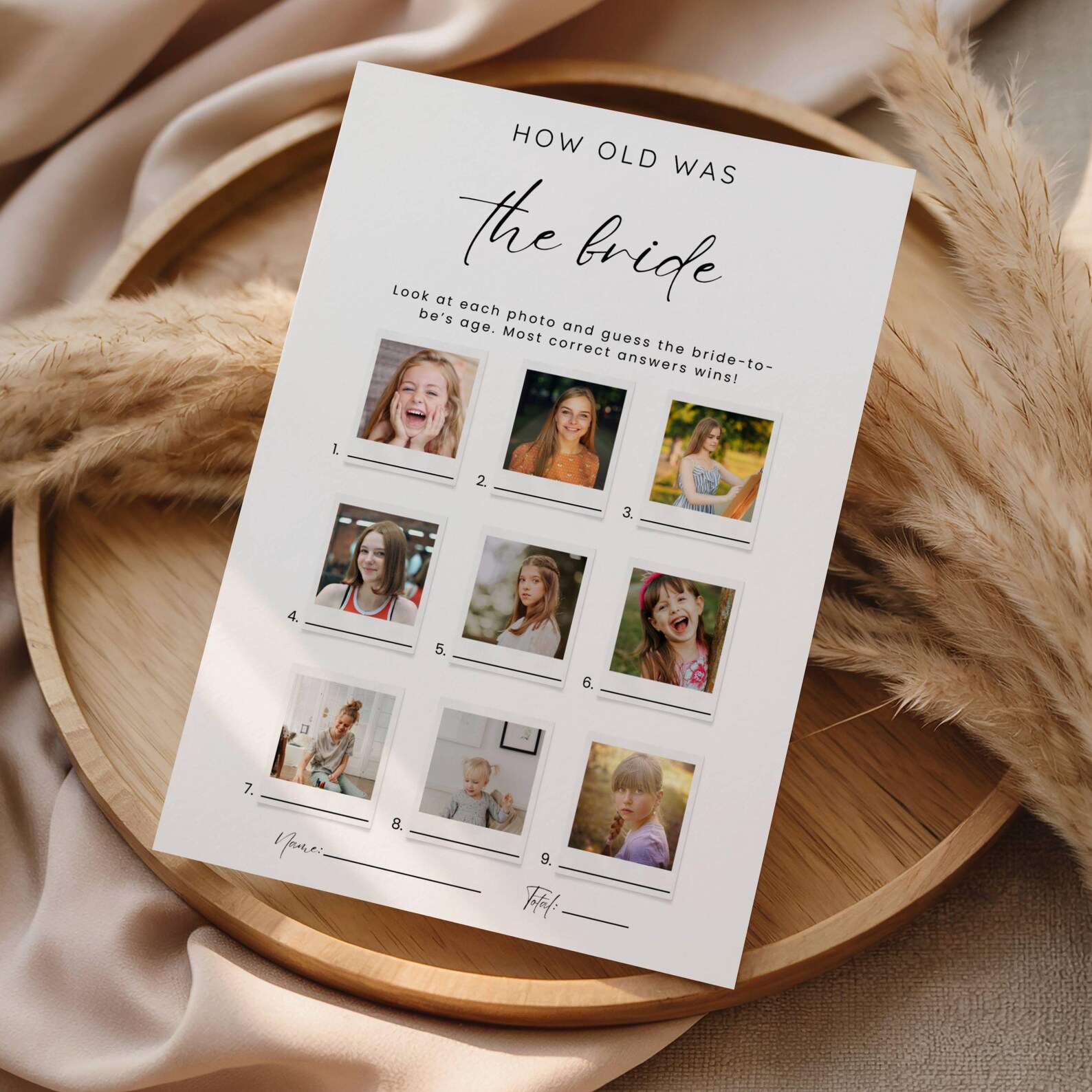 How Old Was the Bride Bridal Shower Game Card, Photo Guessing ...