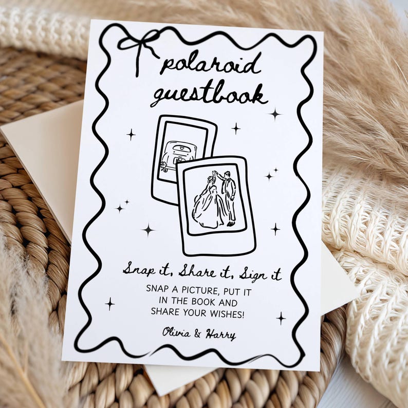Polaroid Guestbook Sign Printable: Minimalist Wedding Decor (editable ...