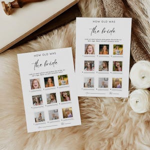 How Old Was the Bride Bridal Shower Game Card, Photo Guessing ...