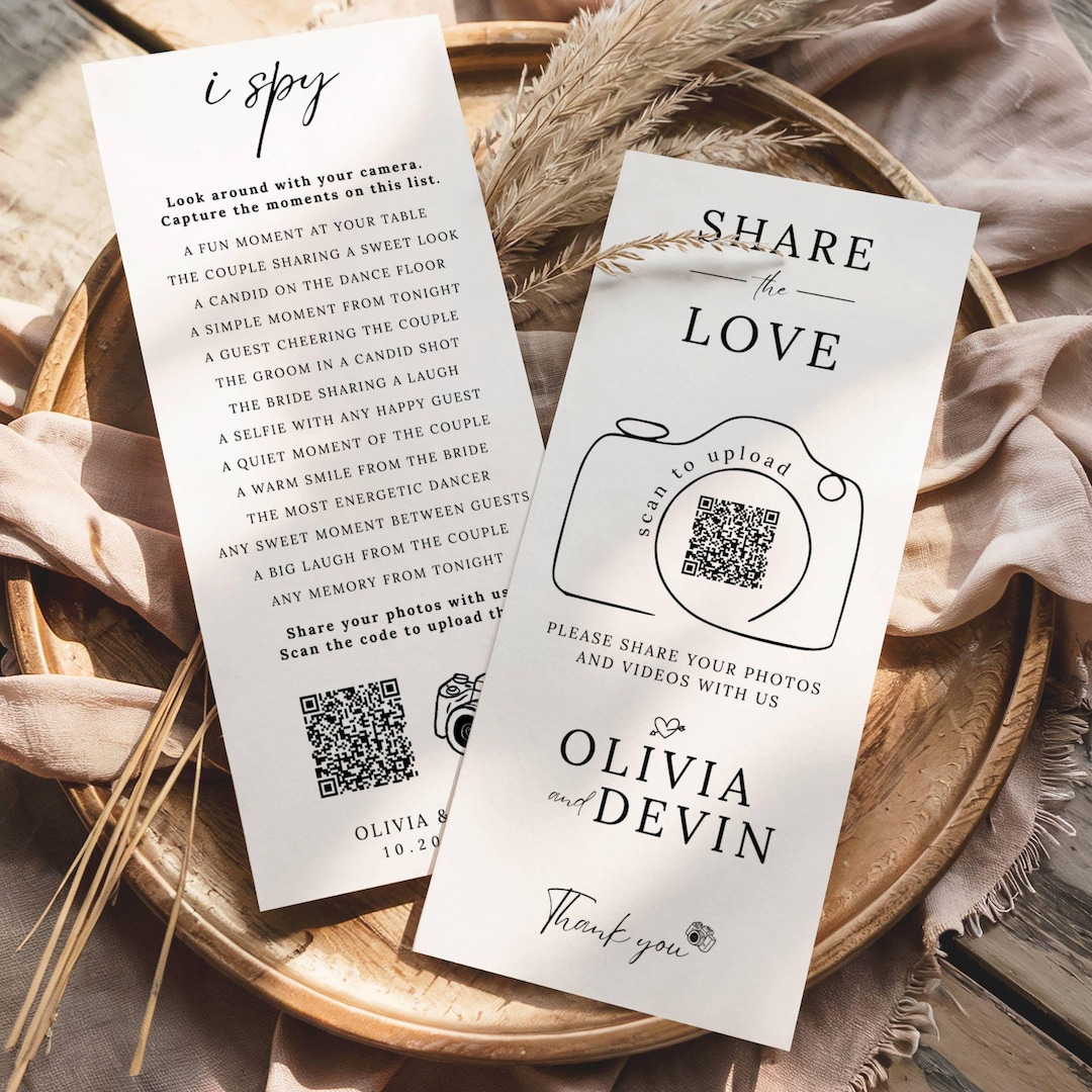 I Spy Wedding Game Template, Wedding Photo Hunt Game, QR Code Photo ...