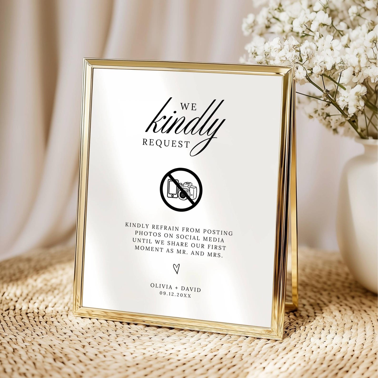 We Kindly Request No Photo Sign Template, Minimal Wedding Sign, No ...