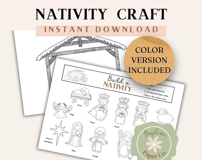 Printable Christmas Nativity Set Black and White – DIY Coloring Craft ...