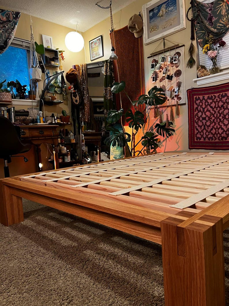 Japanese Castle Joint Bed Frame – Red Oak, Handmade, Minimalist, Hard ...