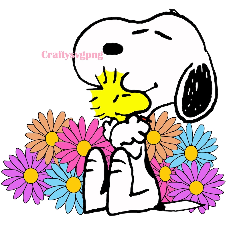 Snoopy Flowers Clipart - Etsy