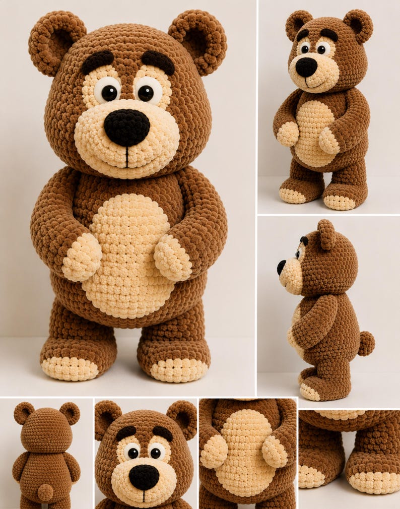 Upright Cartoon Bear Amigurumi Crochet Pattern PDF – English – Himalaya ...