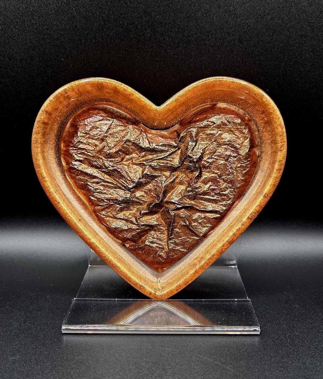 Handmade Resin Bronze Crinkle Effect Heart Trinket Tray - Etsy