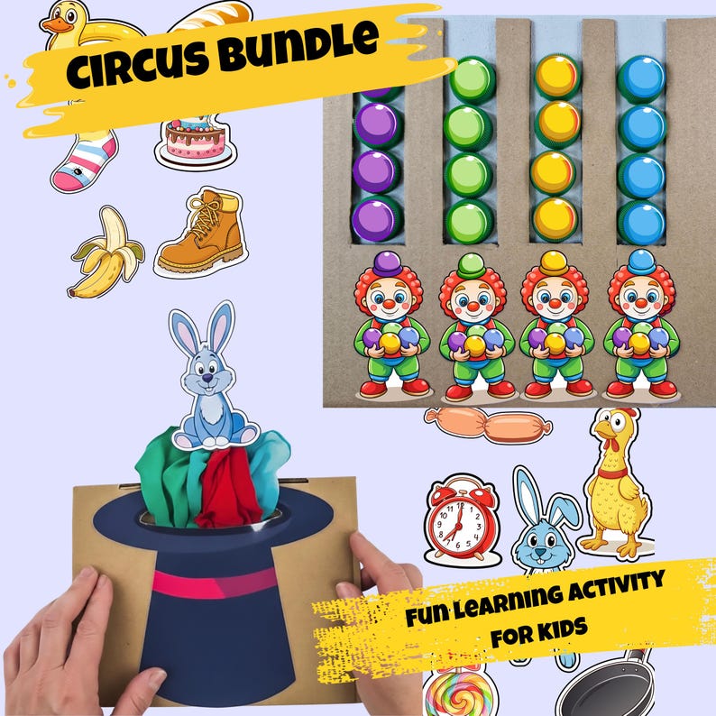 Circus Games Bundle 2 in 1, Magician Hat and Clown Color Sorting, Fine ...