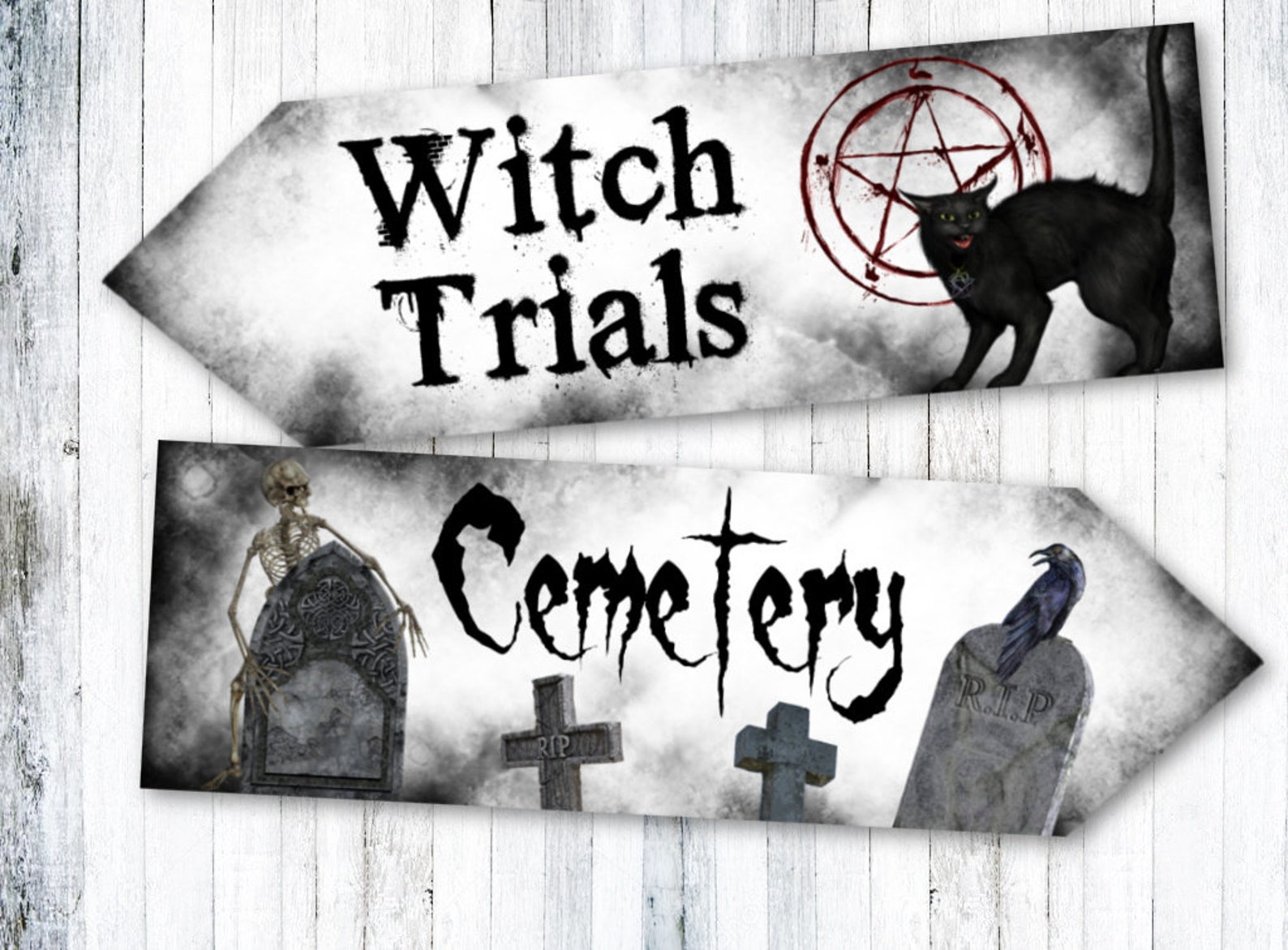 Set of 4 Spooky Halloween Party Decoration Arrow Signs - Etsy