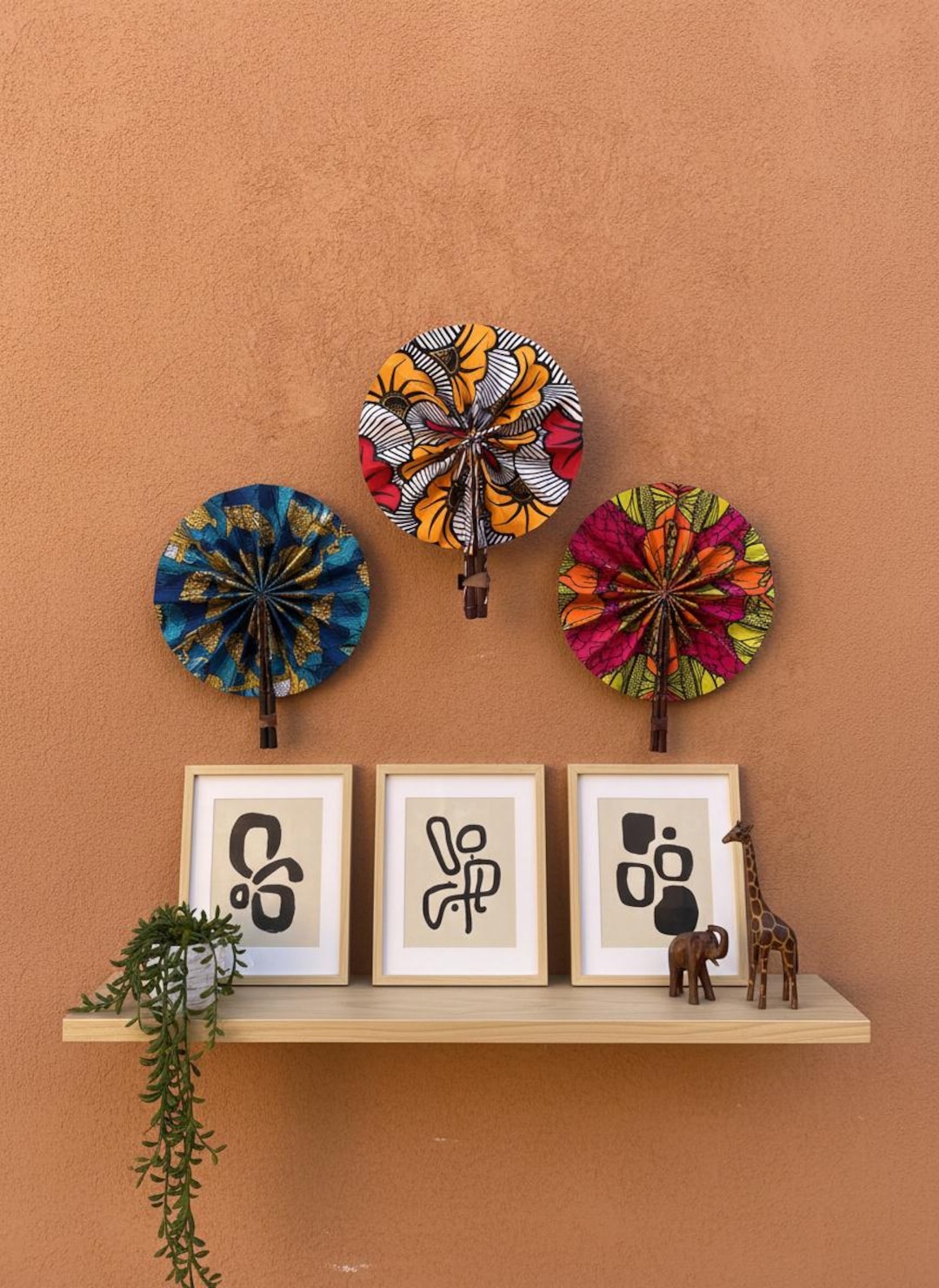 Ankara Fabric African Hand Fan: Foldable Boho Wall Decor - Etsy