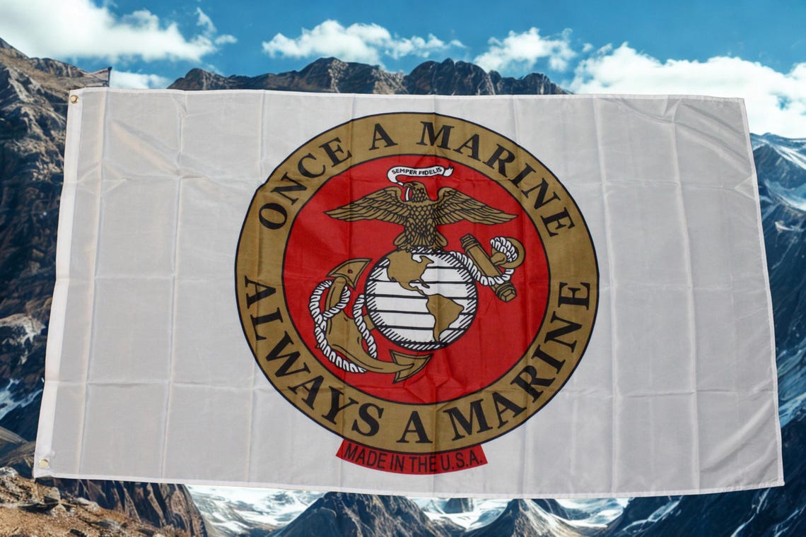 Once a Marine Always a Marine White Flag. US Marines 3x5 Flag. Military ...