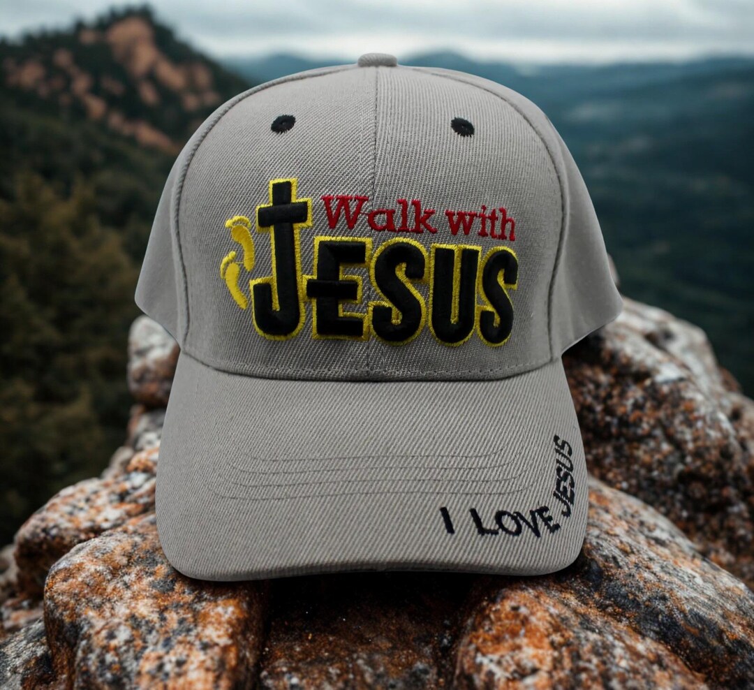 Walk With Jesus Hat. Jesus Gray Christian Cap. Religious Embroidered ...