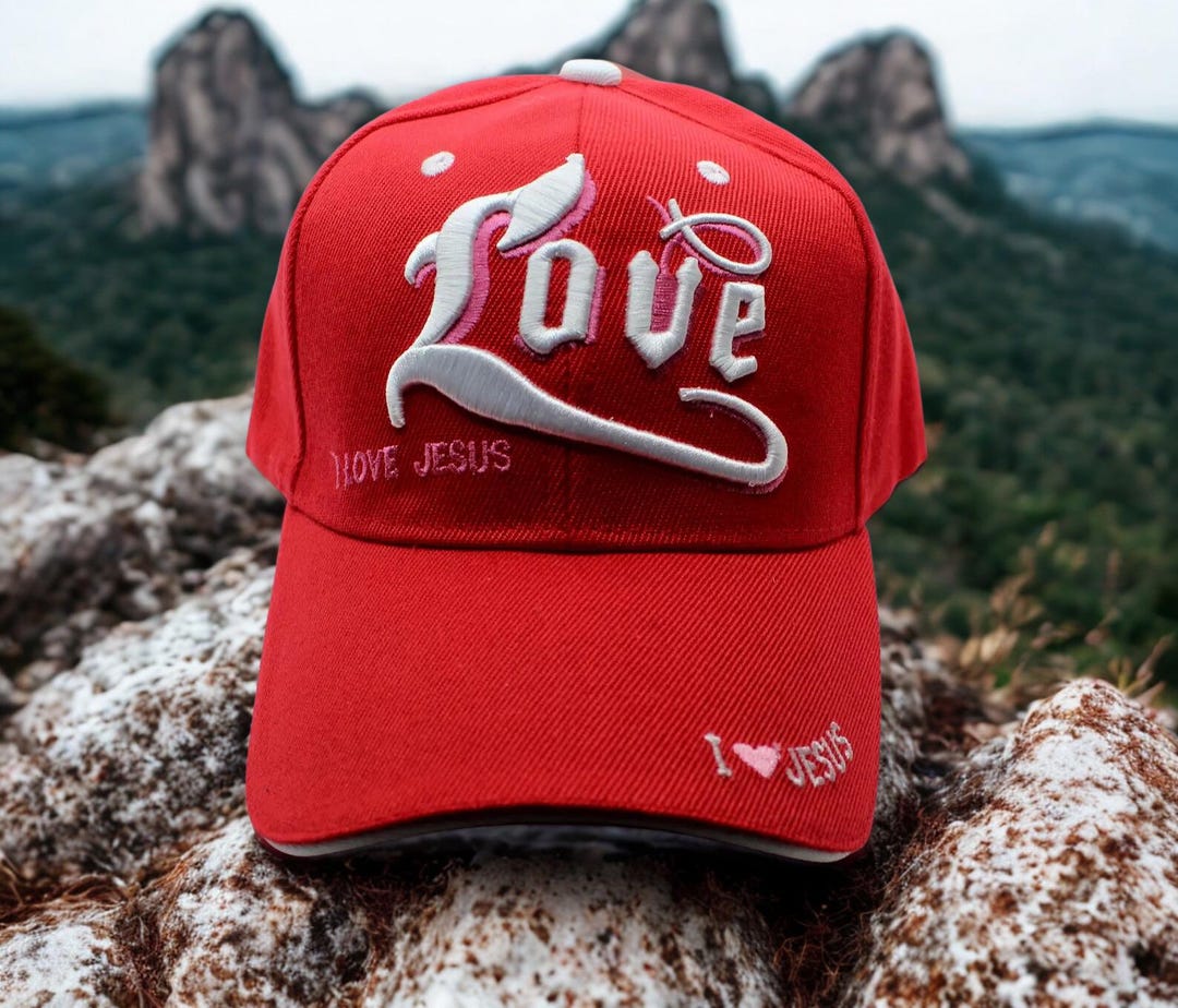 I Love Jesus Hat. Jesus Christ Hat. Jesus Red Hat. Bold Christian ...