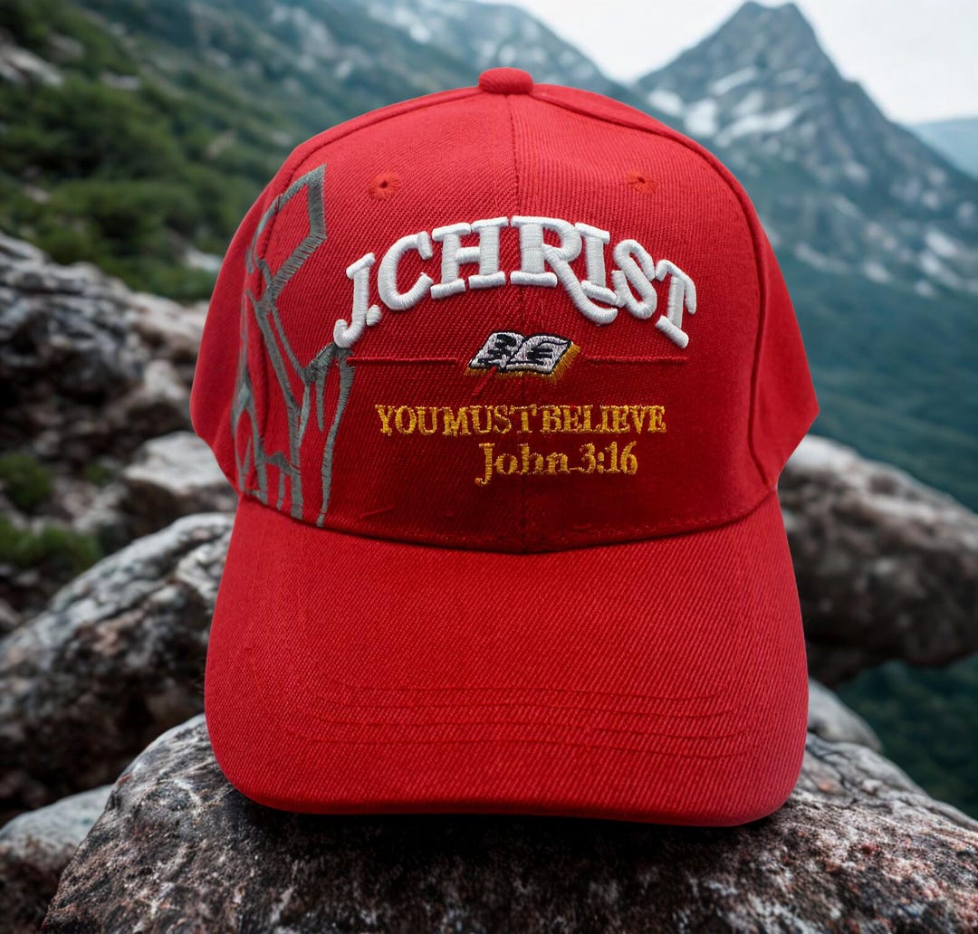 Jesus Christ You Must Believe Hat. John 3:16 Red Adjustable Cap. Jesus ...
