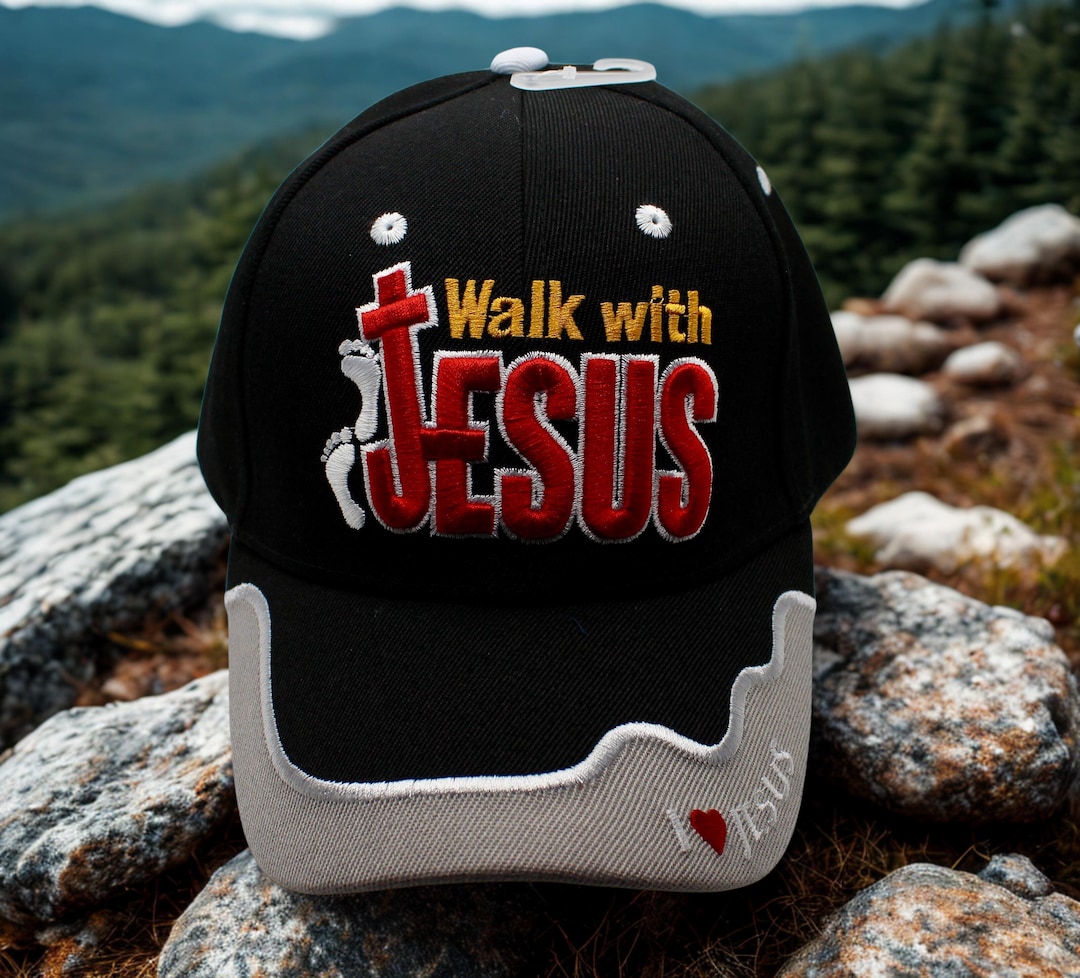 Walk With Jesus Hat – Jesus Black Christian Cap – Religious Embroidered ...