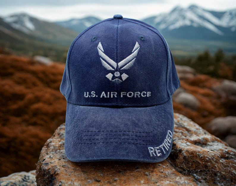 U.S Air Force Retired Hat – Washed Blue USAF Retired Baseball Cap ...