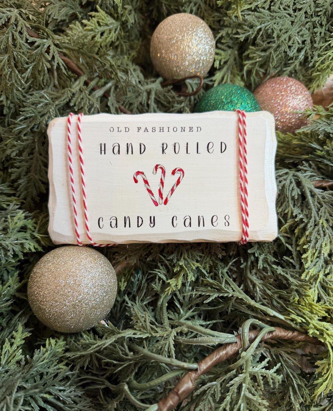 Chunky Wooden Candy Cane Sign | Seasonal Shelf Sitter| Christmas Decor ...