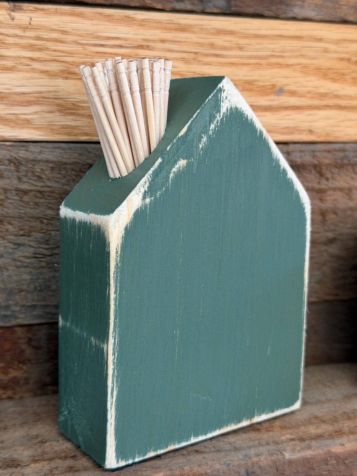 Wooden Block House Toothpick Holder | Home Accents - Etsy