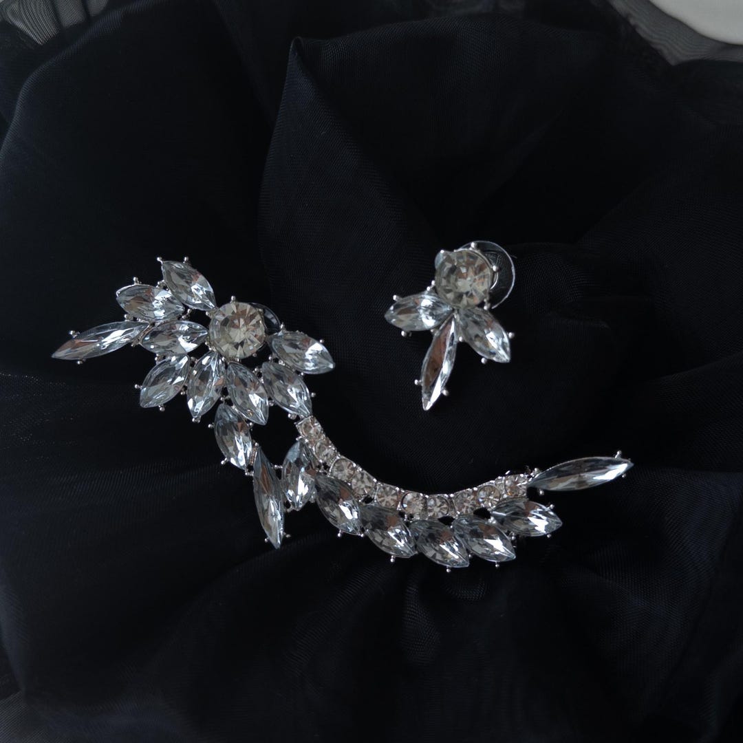 Bridal Ear Climber Jewelry, Bridal Statement Classy Earrings, Crawling ...