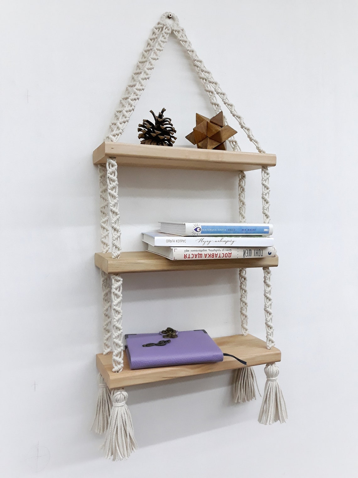 Triple Macrame Hanging Shelf Boho Macrame Shelves Eco-friendly - Etsy