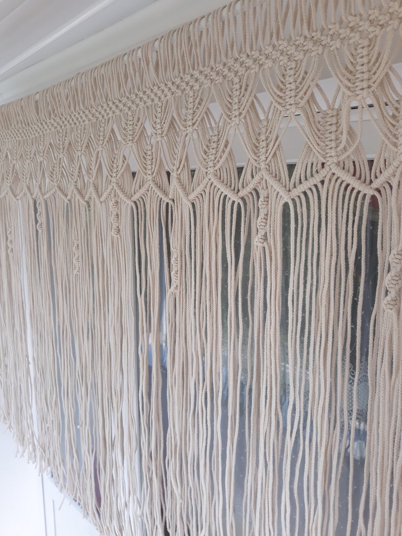 Macrame curtain Window valance Large macrame wall hanging | Etsy