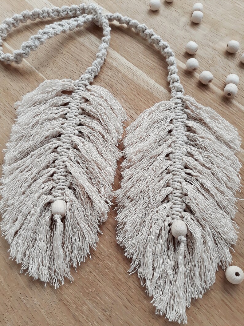 Set of 2 Macrame Tie Backs Curtain Holdback Feather Tiebacks - Etsy