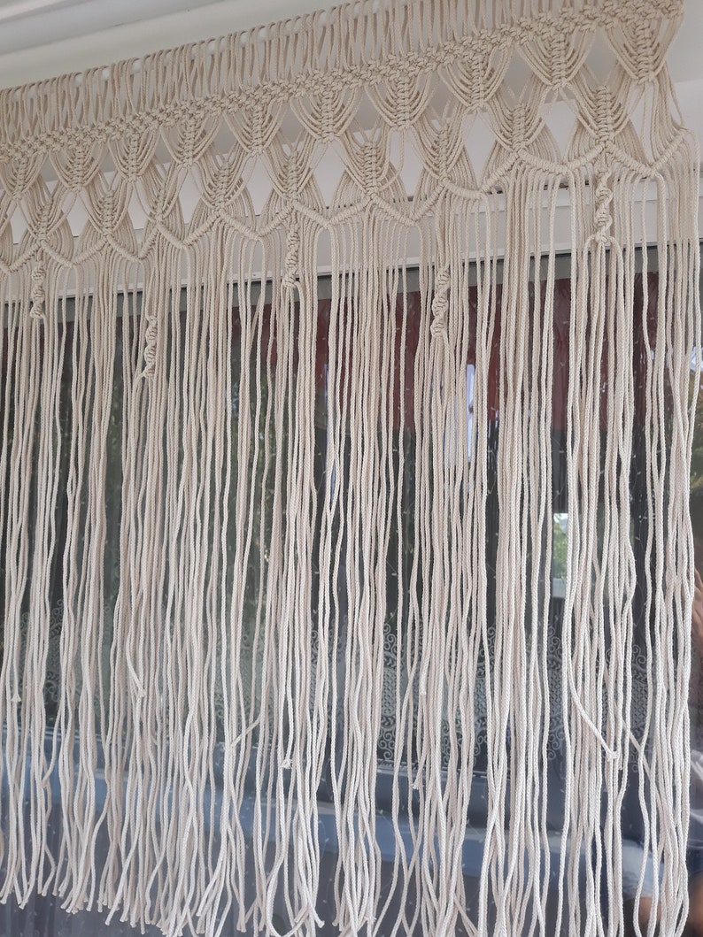 Macrame Curtain Window Valance Large Macrame Wall Hanging | Etsy