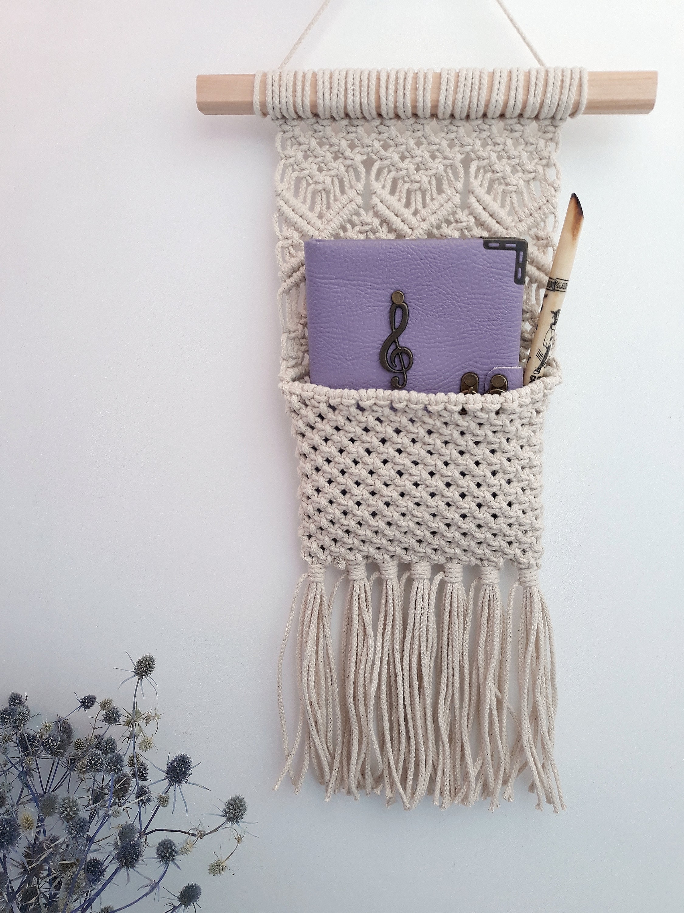 Macrame wall pocket Macrame wall hanging Pocket for letters | Etsy